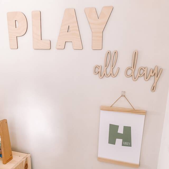 Play All Day Sign, Play Sign For Playroom, Wooden Nursery Decor ...