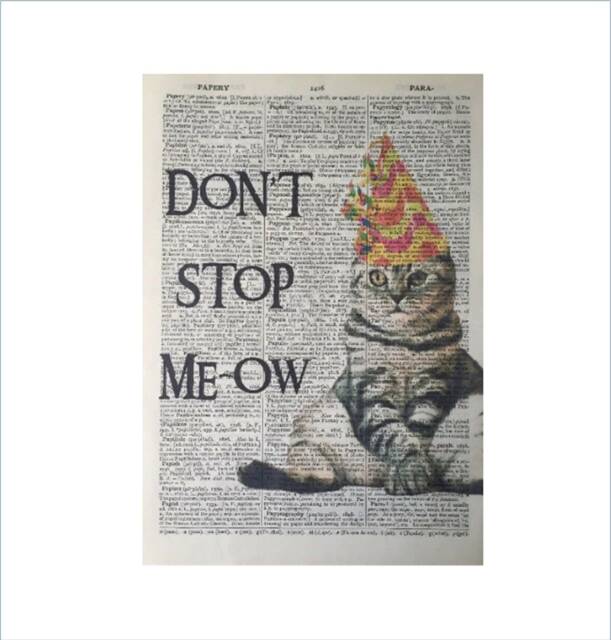 Don't Stop Meow Cat Quote Vintage Dictionary Print - Wall Art Funny ...