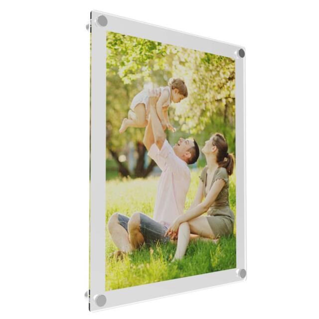 White Stand-Off Acrylic Photo Frame Wall Mounted Modern Design - Made ...