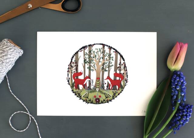 Fox Print - Art A4 Foxes Illustration Animal Collage Wall Lovers ...