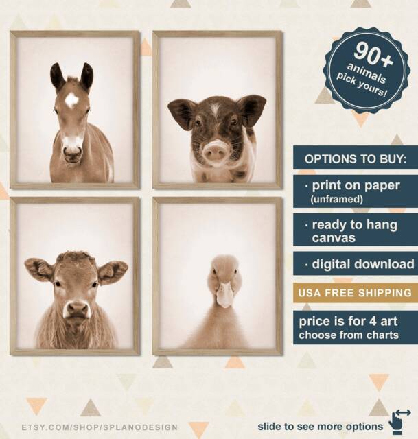Farm Animal Nursery Prints - Set Of 4 - Barnyard Decor by Etsy ...