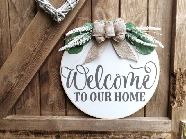 Rustic Welcome Home Wooden Door Hanger, Farmhouse Decor by Etsy ...