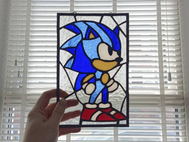Sonic The Hedgehog Stained Glass Panel/ Hanger Wall Window Or ...
