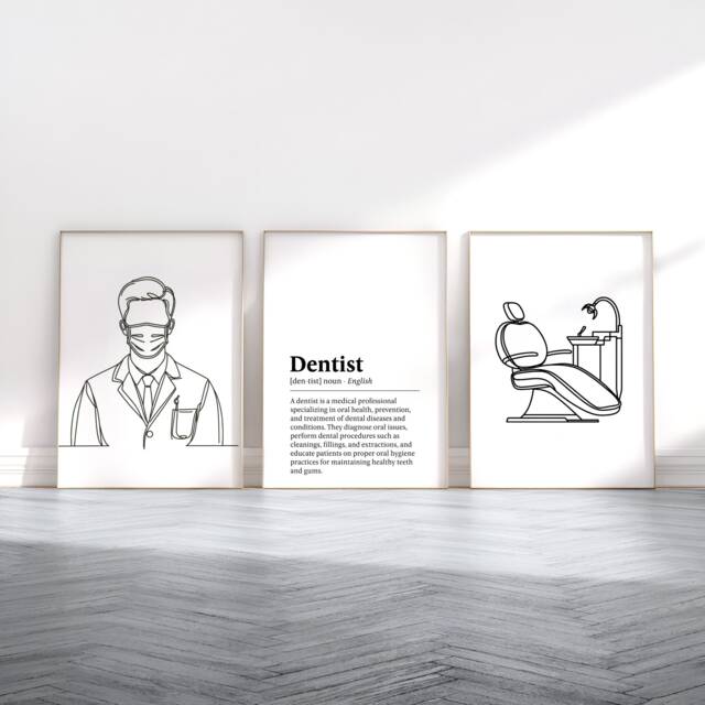 Dental Wall Decor - Set Of 3 Posters - Dentist Office Definition Clinic ...