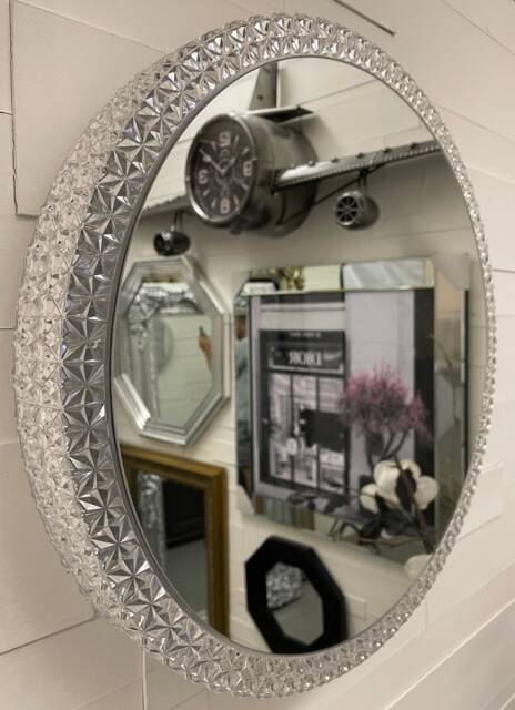 Led Bathroom Mirror Round Crystal Effect Design 50cm X - Allure Ip44 ...
