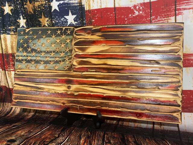 Wood Burned Distressed American Flag Rustic Wall Art by Etsy | ufurnish.com