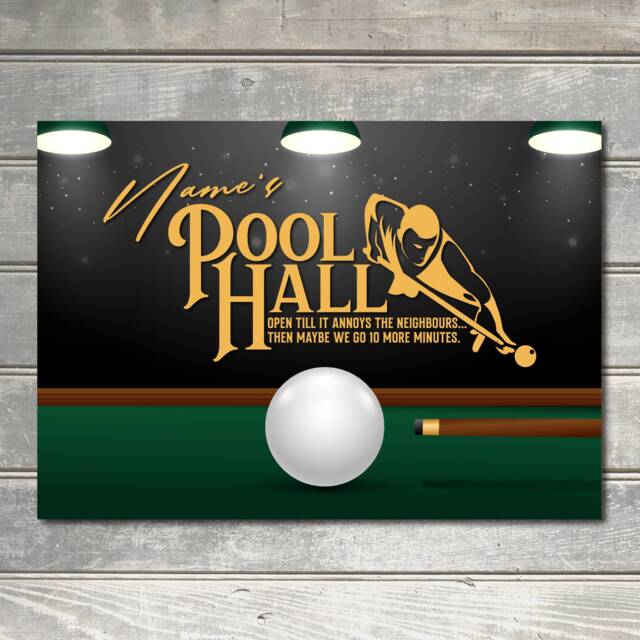 Personalised Pool Sign Billiards Wall Decor Hall Custom Metal Plaque by ...