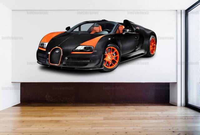 Bugatti Wall Art Sticker Sports Car Decal Nursery Decals Boy Wall Mural ...