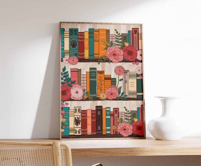 Vintage Library Poster, Book Art, Reading Lovers Gift, Antique Wall ...