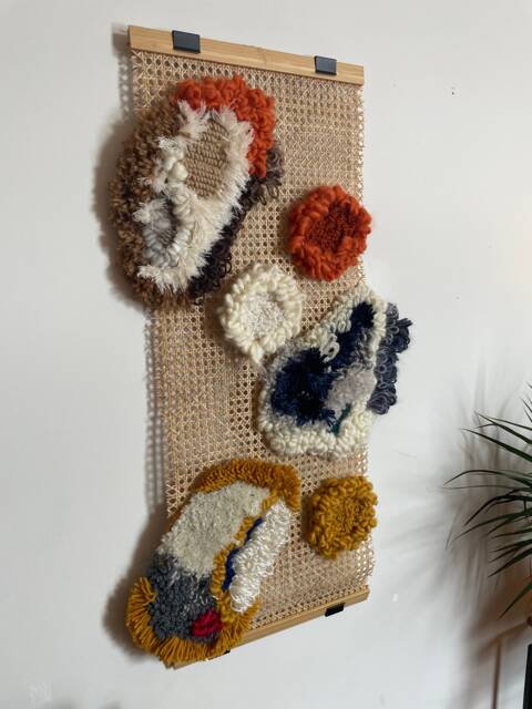 Rattan Wall Hanging Tapestry Handmade Cane Webbing Hooked Rugs Fiber ...