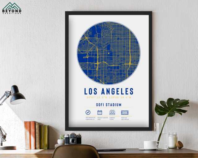 Los Angeles Rams Stadium Map Print Unique Framed Gift - For Him Dad ...