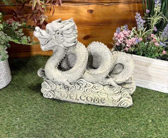 Stone Garden Chinese Welcome Dragon Oriental Statue Ornament by Etsy ...