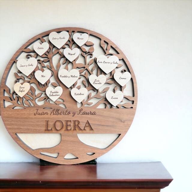 Personalized Family Tree Wall Art Wood, Grandkids Make Life Grand Sign ...