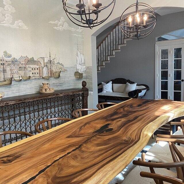 Wood Dining Table - Live Edge in Modern, Rustic, Contemporary Or Farmhouse Design. Custom ...
