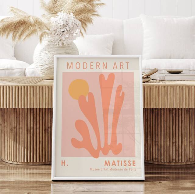 Pastel Matisse Print, Modern Wall Art, Colourful Pink Orange Matisse ...