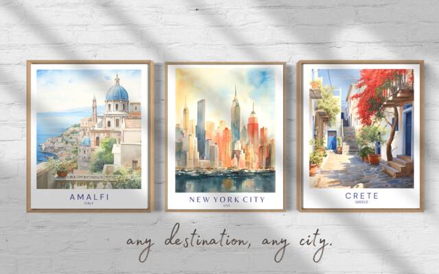 Custom City Travel Prints - Set Of 3 Posters - Framed Or Canvas Any ...