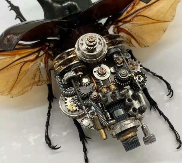 steampunk Beetle Insect Machenical Creatures Sculpture Clockwork Real ...
