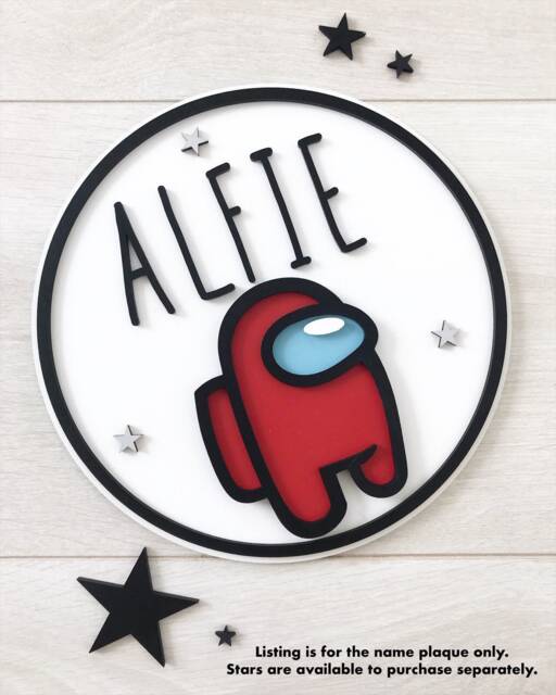 Wooden Personalised Among Us Crewmate Name Plaque/Sign Boys Girls ...