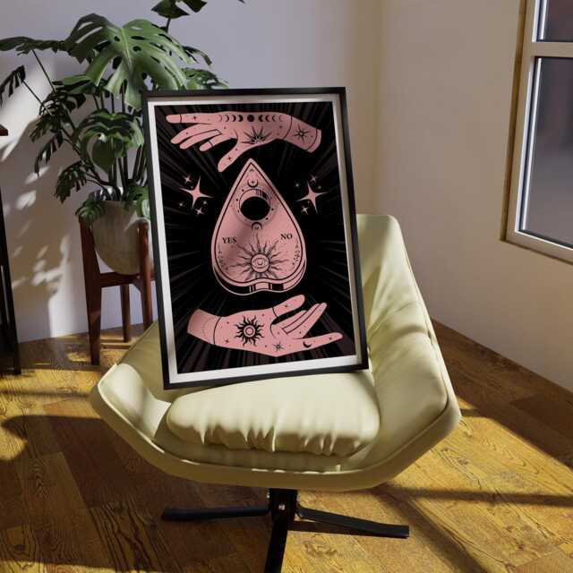 Ouija - Pink Planchette Poster Alternative Decor, Dark Humour Print, Aesthetic Wall Art, Occult ...