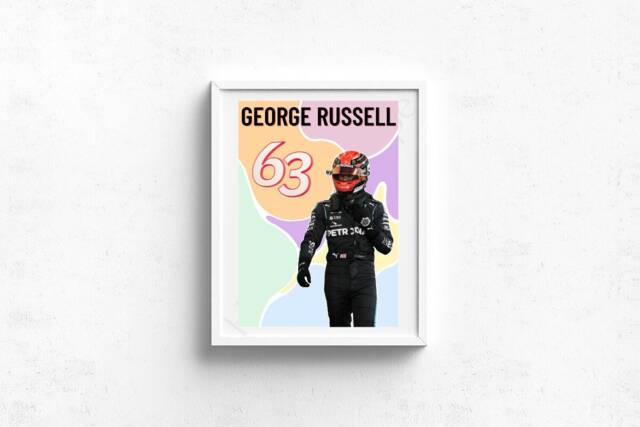 George Russell Wall Decor, Formula 1 Inspired Art, Inspirational ...