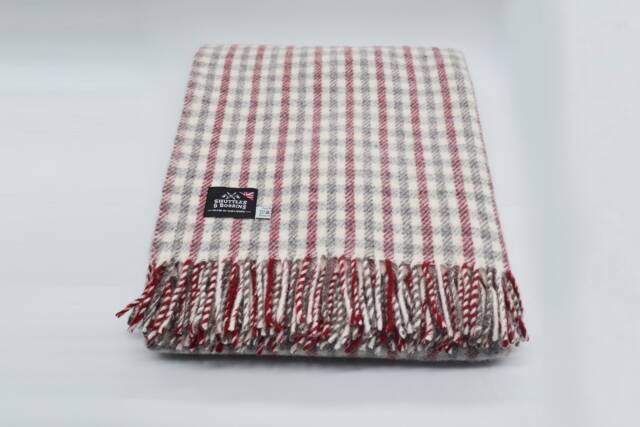 Pure New Wool Traditional Throw/Blanket/Red & Chestnut/Made in ...
