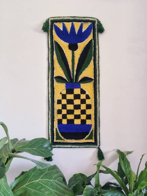 Flower Pot - Embroidered Wall Art Handmade Punch Needle Hanging Punch ...