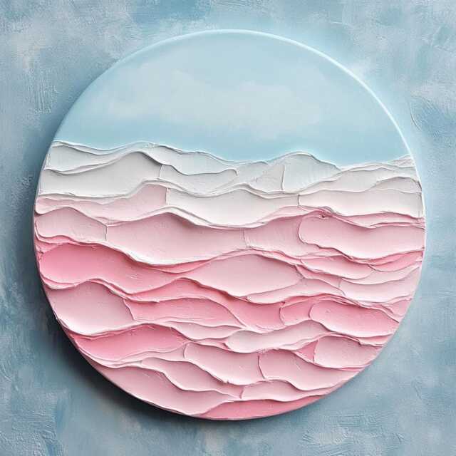 Pastel Tones Wall Art Circular Plaster Art Sculptural Round 3D Blue ...