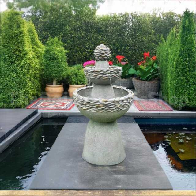 3-Tier Zen Garden Waterfall Fountain - Indoor & Outdoor Cascading Water ...