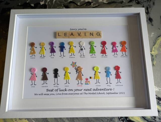 Personalised Leaving Gift, Button Family Print, Sorry You're Leaving ...