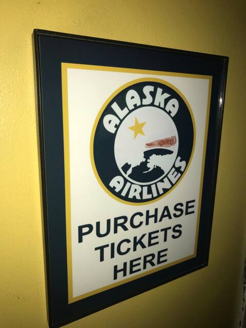 Alaska Airlines Pilot Airport Terminal Bar Framed Advertising Print Man ...