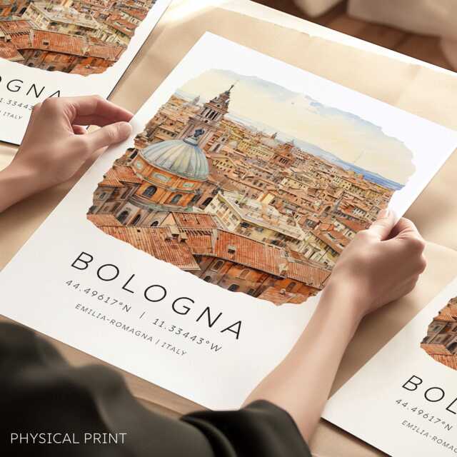 Bologna Travel Print, Italy Landmarks, Gifts, Wall Art, Gallery Posters ...