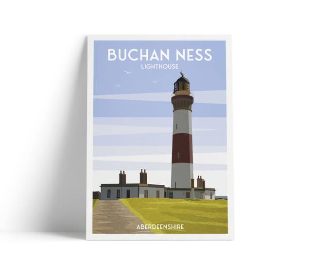 Buchan Ness Print - Aberdeenshire Travel Poster Lighthouse Peterhead by Etsy | ufurnish.com