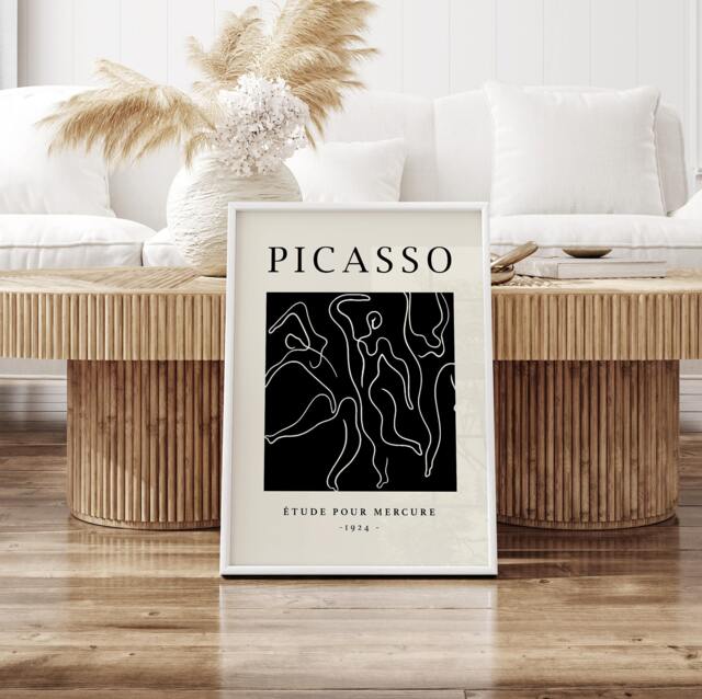 Picasso Print, Black Wall Art, Pablo Poster, Neutral Decor, Cream ...