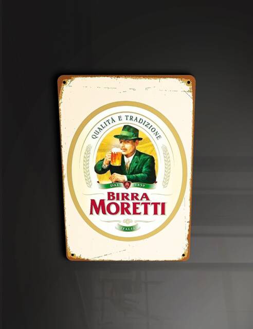 Birra Moretti Beer Pub Alcohol Bar Lager - Metal Sign Plaque Wall Art ...