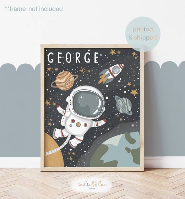 Personalised Astronaut Name Space Print, Nursery Poster, Solar System ...