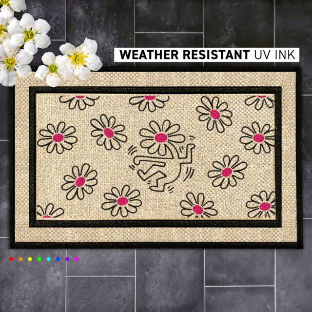 Keith Haring Style Entry Rug, Pop Culture Design Mat, Weatherproof ...