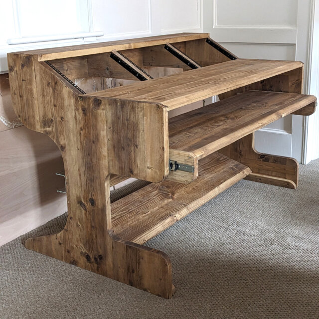 Reclaimed Wood Musician's Studio Desk Keyboard Tray & 6U Racks by Etsy ...