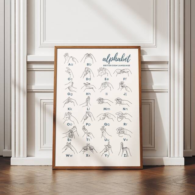 Bsl Alphabet Poster Illustrated Hand British Sign Language Print ...