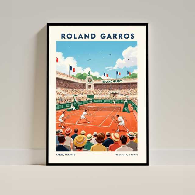 Roland Garros Tennis Court Poster Paris France French Art Print Poster ...