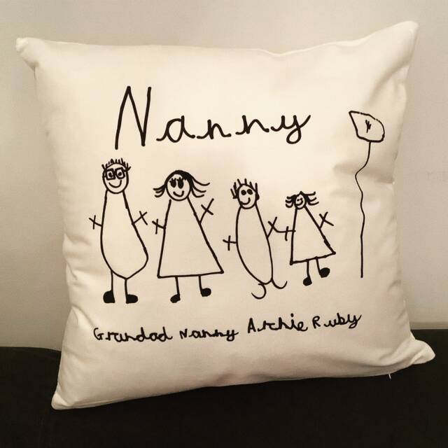 Personalised Family Cushion - Stick Gift Child's Drawings Birthday From ...