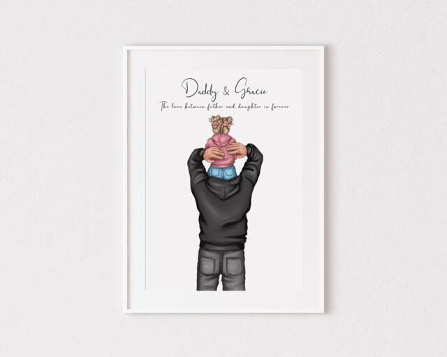 A4 Personalised Daddy & Daughter Print, Father, Dad, Daughter, Father's ...