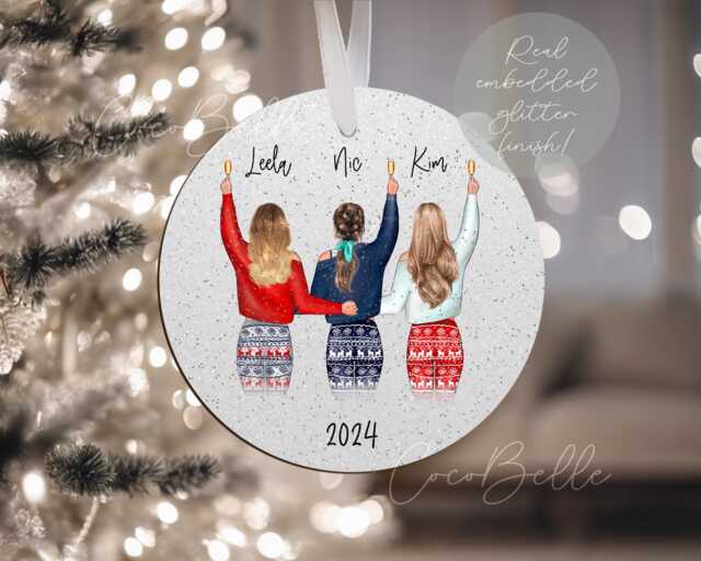 Personalised Best Friends Bauble, Glitter Christmas Clip Art Name Gift ...