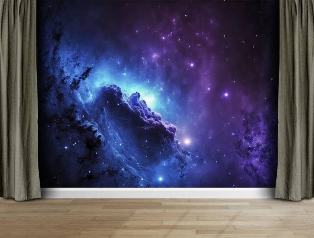 Blue Starry Dust Galaxy Purple Nebula Generative Ai Gift, Art Print ...