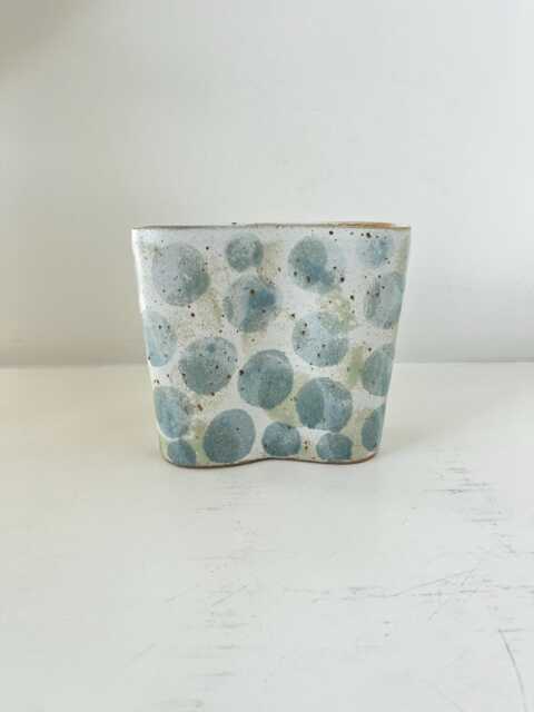 Danish Studio Ceramic Sculptural White Vase With Spotty Surface ...