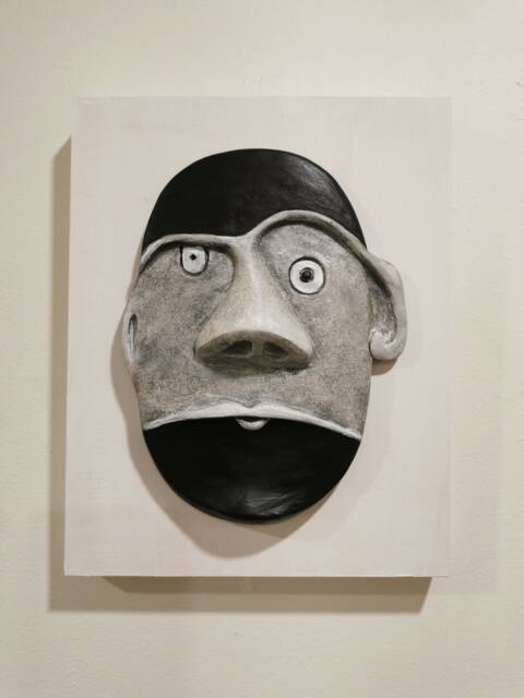 Metallic Grey Face/Modern Mask /Painted Face Relief /Grey Mask/ Wall ...