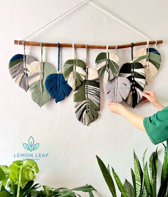 Monstera Leaf Macrame Wall Hanging Colorful Boho Decor by Etsy | ufurnish.com