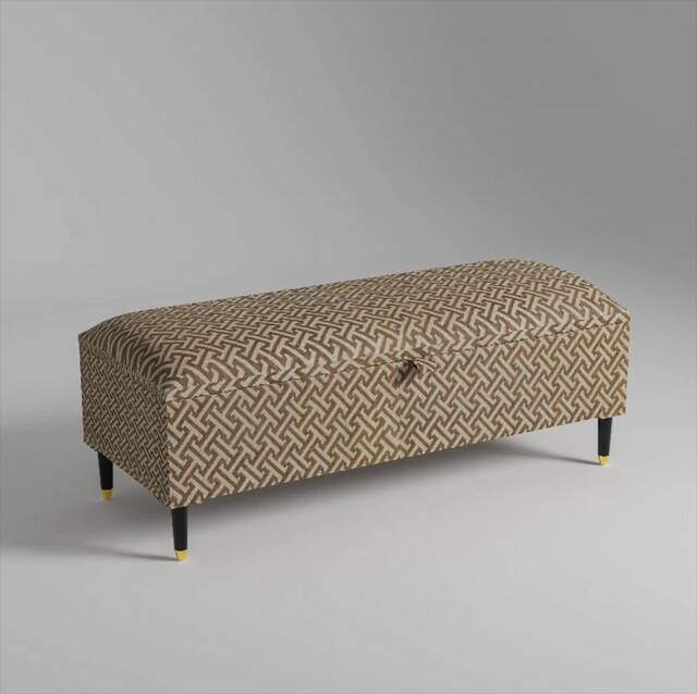 Bloc Pattern Geometry Brown Ottoman Footstool - Extra Large Coffee ...