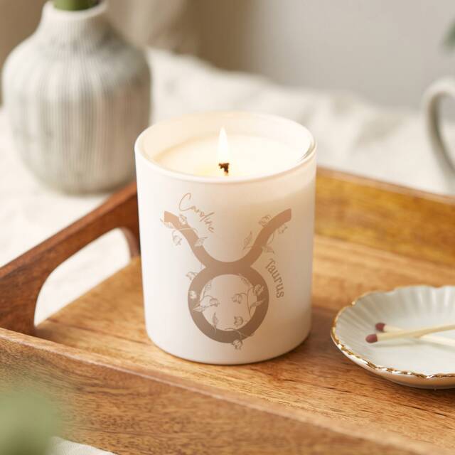 Personalised Zodiac Birth Flower Candle - Engraved Star Sign Gift by ...