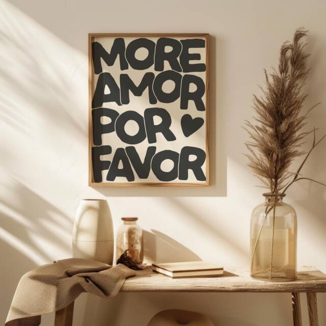 More Amor Por Favor Poster - Bedroom Print Bold Romantic Art Love ...