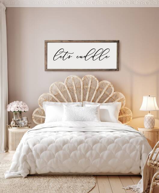 Master Bedroom Sign - Let's Cuddle Decor Wall Art Wood Framed Signs by ...